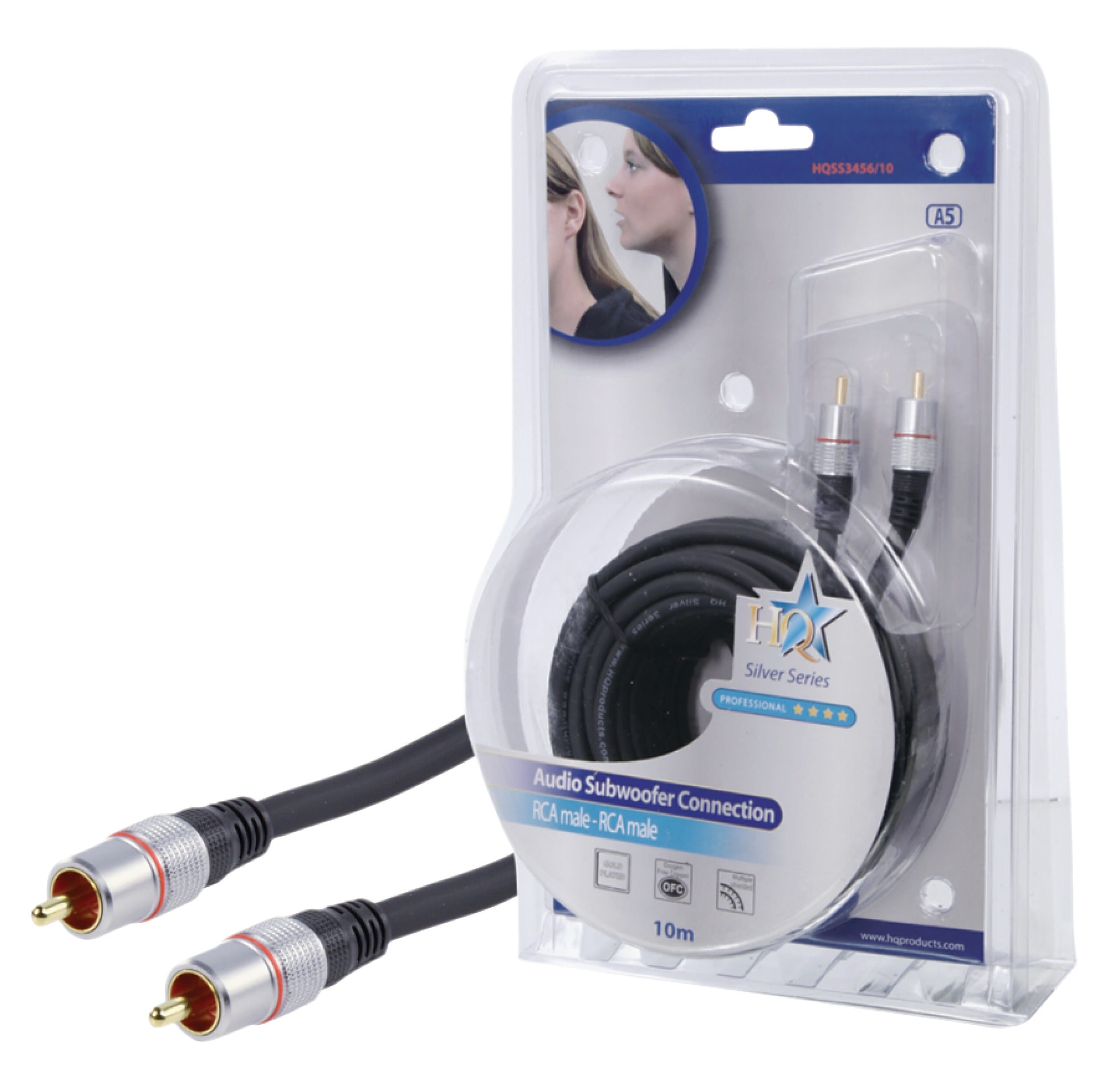 HQ Subwoofer Lydkabel RCA Han - RCA Han 10.0 m Mørkegrå - Bergen HiFi